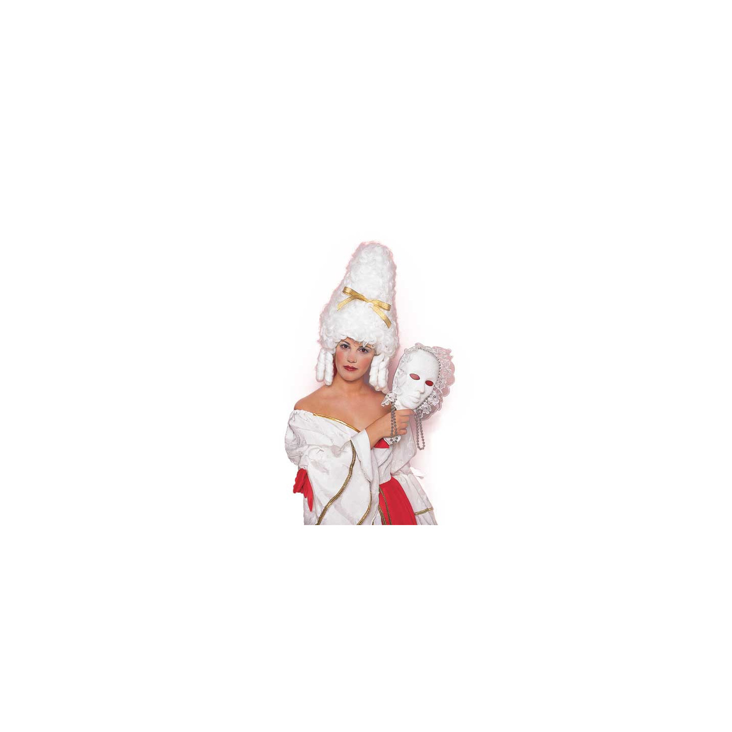 Tall White Baroque Countess Wig with Ringlet Curls